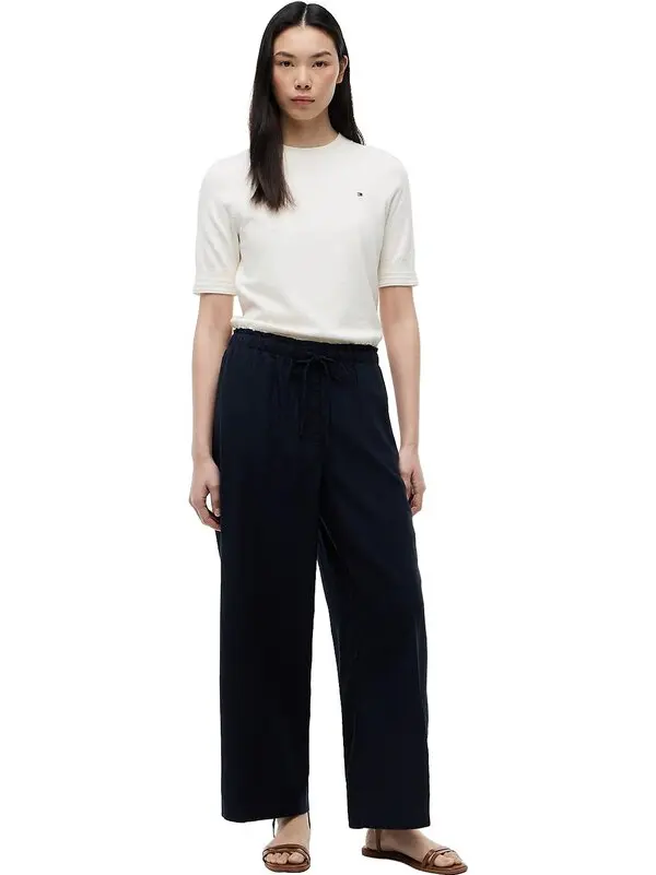 Tommy Hilfiger Lightweight Linen-blend Pull-on Pants - Navy
