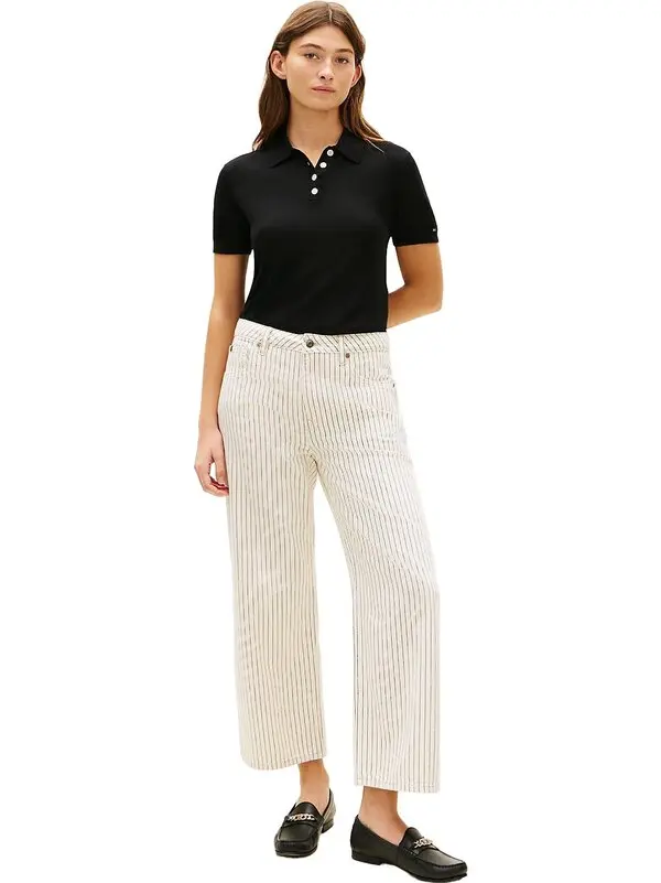 Tommy Hilfiger Railroad Stripe High-rise Wide-leg Jeans - Ecru Railroad