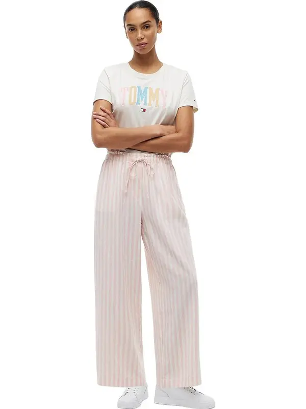 Tommy Hilfiger Striped Linen-blend Pull-on Pants - Pink Shade