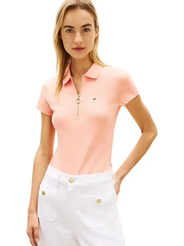 Tommy Hilfiger Zip Polo - Sunset Coral