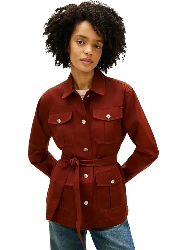 Tommy Hilfiger Water-resistant Belted Utility Jacket - Rich Mocha