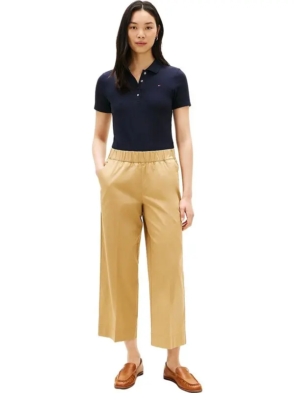 Tommy Hilfiger Pull-on Wide-leg Ankle Pants - Classic Khaki
