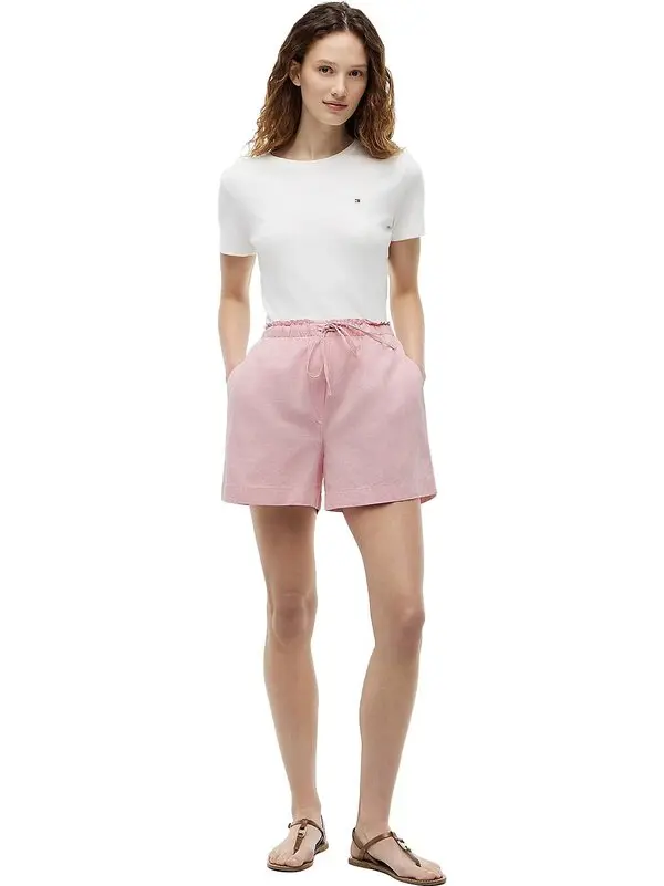Tommy Hilfiger Linen-cotton Blend Pull-on Shorts - Pink Shade