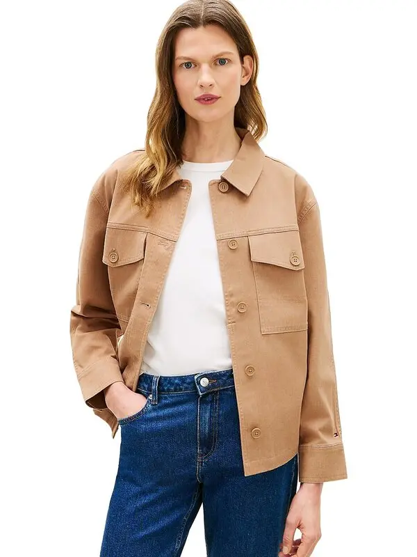 Tommy Hilfiger Oversized Utility Shirt Jacket - Iconic Camel