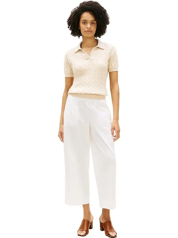 Tommy Hilfiger Pull-on Wide-leg Ankle Pants - Ecru