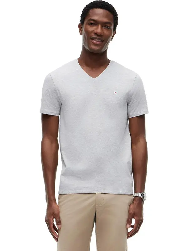 Tommy Hilfiger Slim Fit V-neck T-shirt Grey - Grey Heather