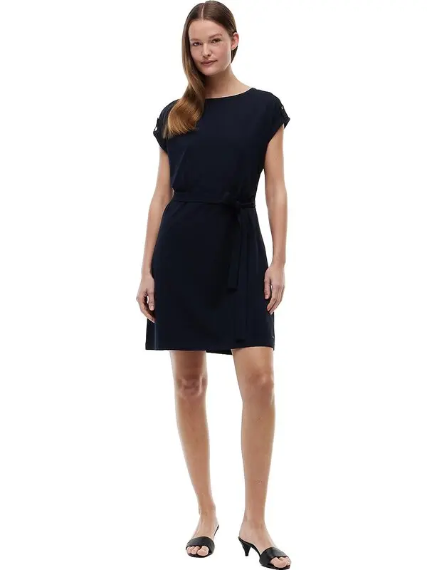 Tommy Hilfiger Belted Stretch-cotton Dress - Navy
