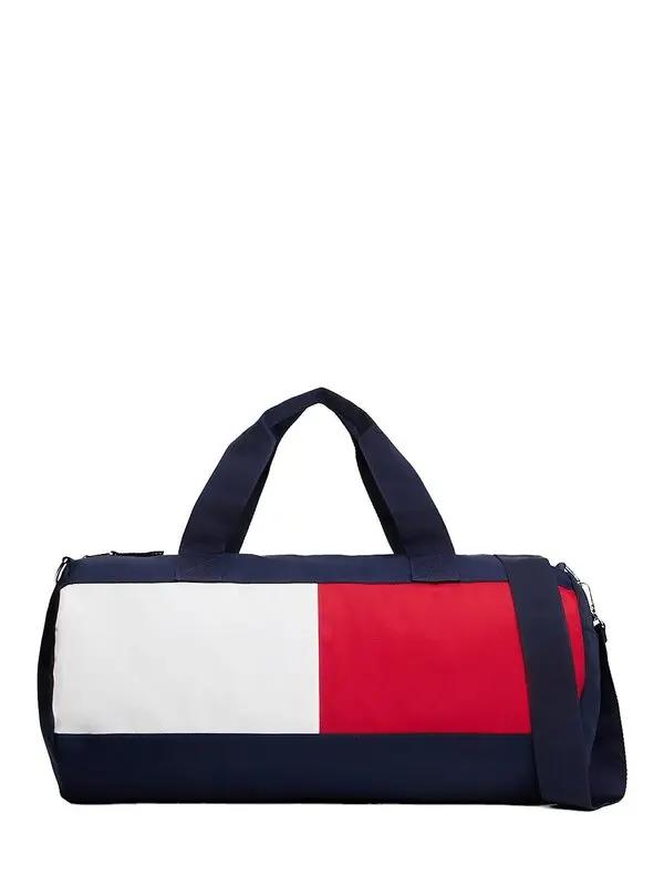 Tommy Hilfiger Colorblocked Flag Logo Duffle Bag - Space Blue/bright White/medium Red