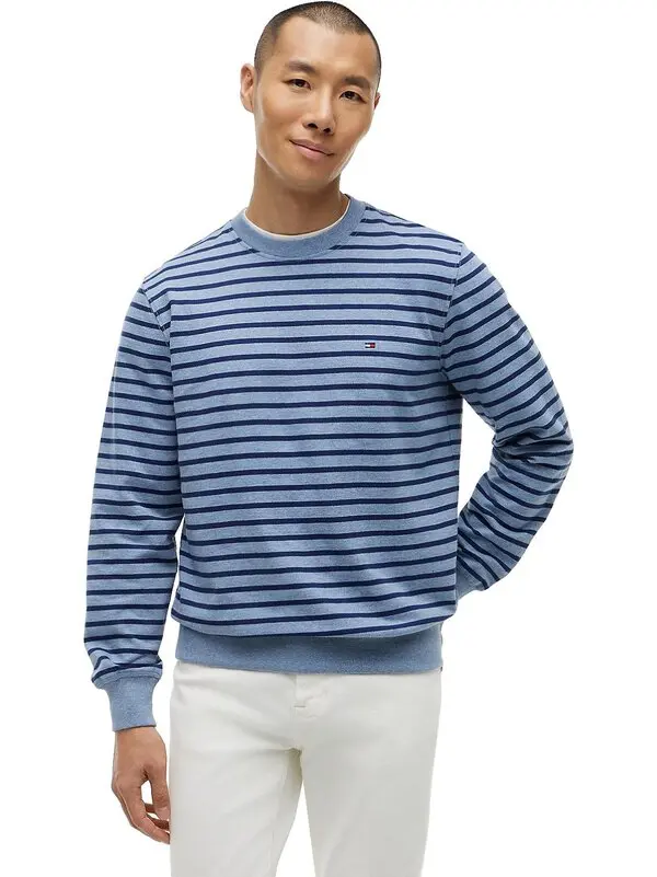 Tommy Hilfiger Striped Terry Crewneck Sweatshirt - Blue