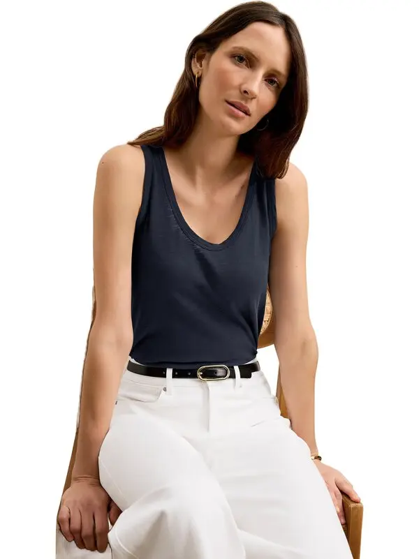 M.M.LAFLEUR Organic Cotton Slub Wyatt Tank - Dark Navy