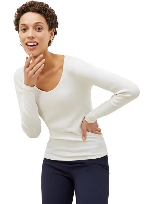 M.M.LAFLEUR The Marcia Layering T-shirt In Ribbed Pima Cotton - Ivory
