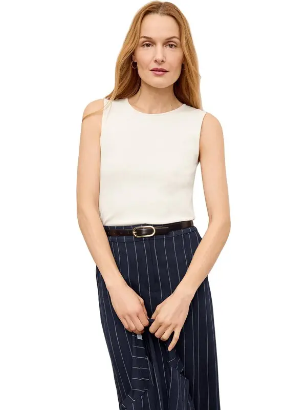 M.M.LAFLEUR The Paige Organic Ribbed Pima Cotton Tank - Ivory