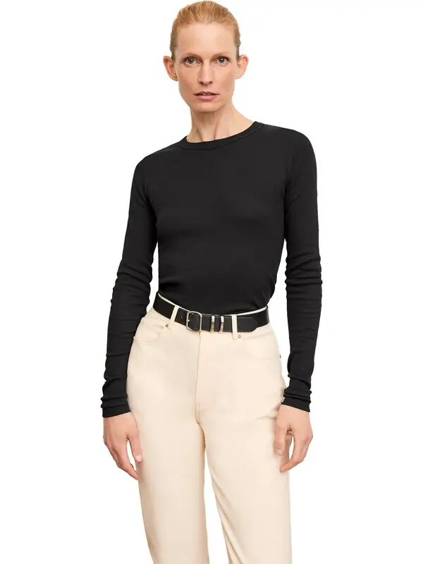 M.M.LAFLEUR The Malley Ribbed Pima Cotton Top - Black