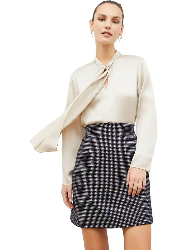 M.M.LAFLEUR Whitney Stretch Houndstooth Skirt - One-color
