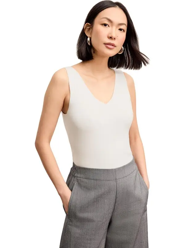 M.M.LAFLEUR The Peggy Top Eco 365knit V-neck Tank - Ivory