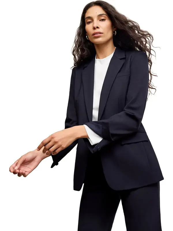M.M.LAFLEUR The Smith Straight Leg Trouser In Washable Wool Twill - Dark Navy