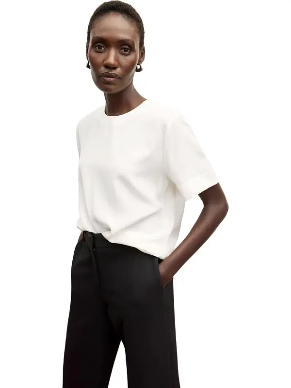 M.M.LAFLEUR The Annika Washable Silk Tee - Ivory