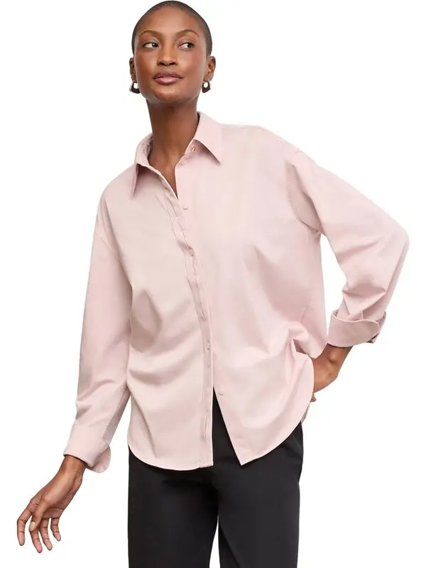 M.M.LAFLEUR The Filomina Knit Poplin Shirt - Tulip