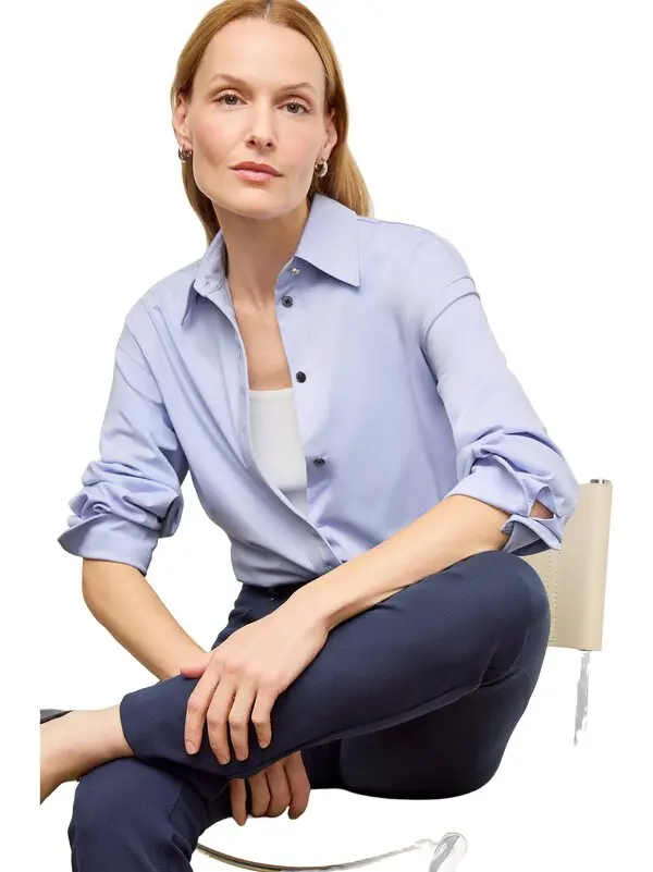 M.M.LAFLEUR Filomina Knit Poplin Shirt - Hydrangea