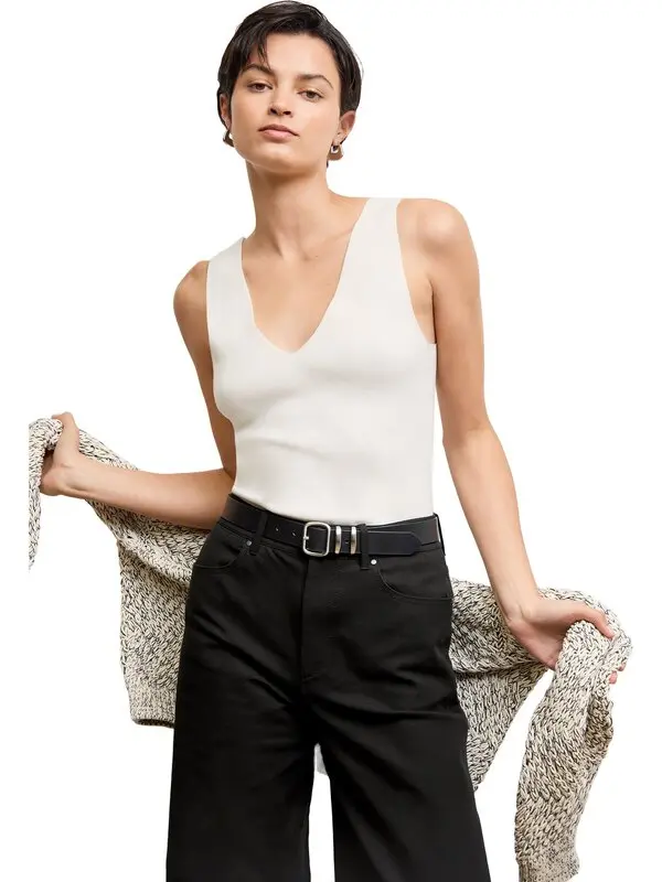 M.M.LAFLEUR Alecia V-neck Tank Eco 365knit - Ivory