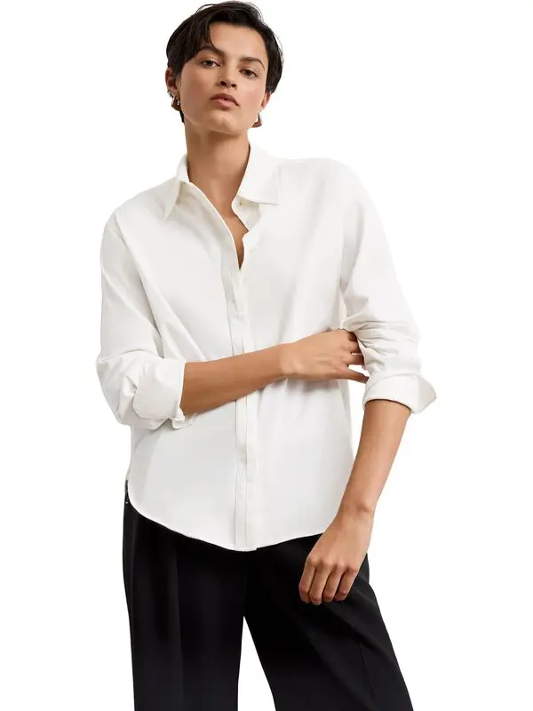 M.M.LAFLEUR Filomina Knit Poplin Shirt - White