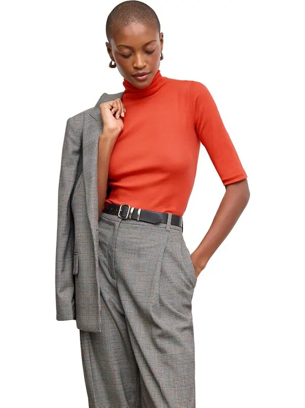 M.M.LAFLEUR Jax Turtleneck Tee In Organic Ribbed Pima Cotton - Marmalade