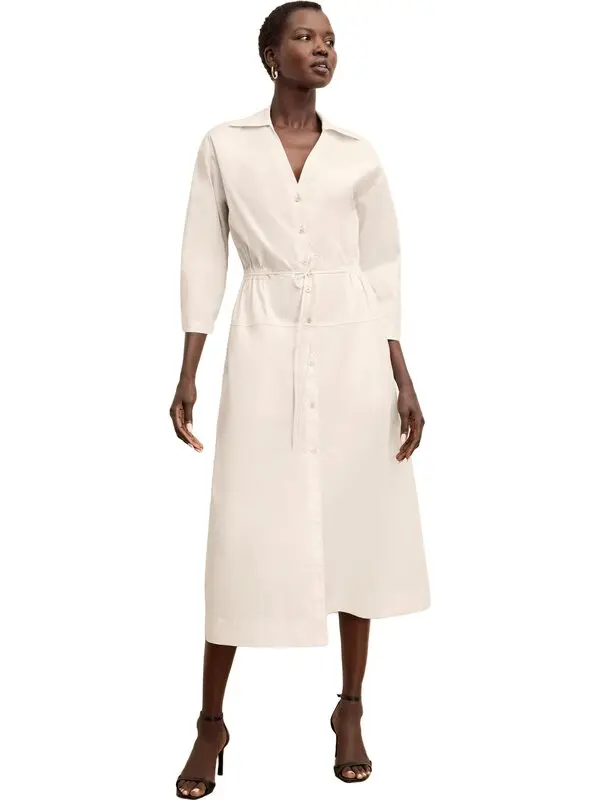 M.M.LAFLEUR Boden Al Fresco Cotton Poplin Shirtdress - Eggshell