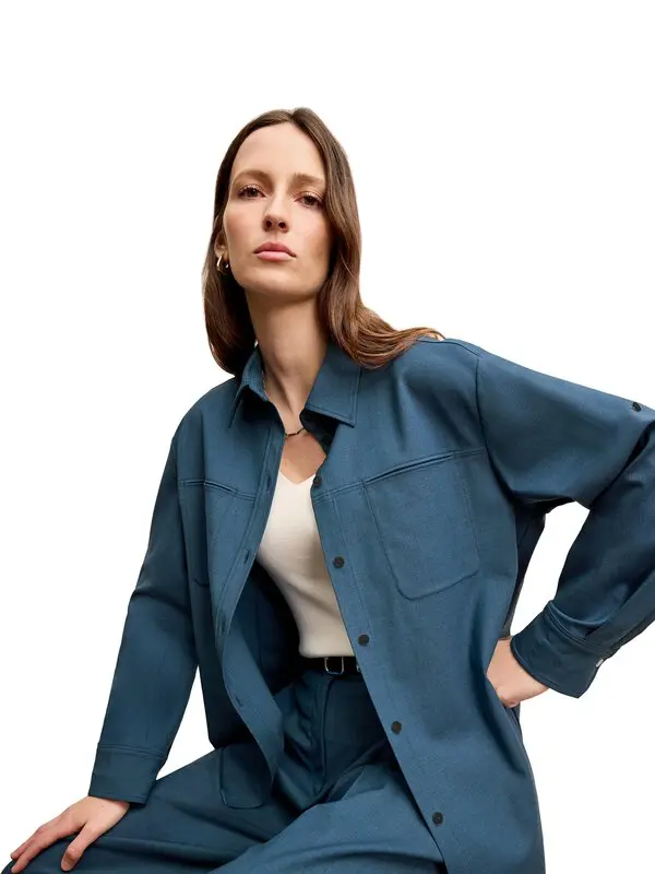 M.M.LAFLEUR The Russell Button-down Washable Wool Twill Shirt - Bluebell