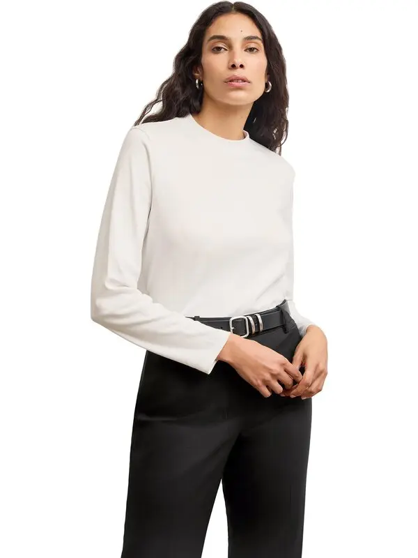 M.M.LAFLEUR The Raquel Long-sleeve Tee In Organic Pima Cotton - White