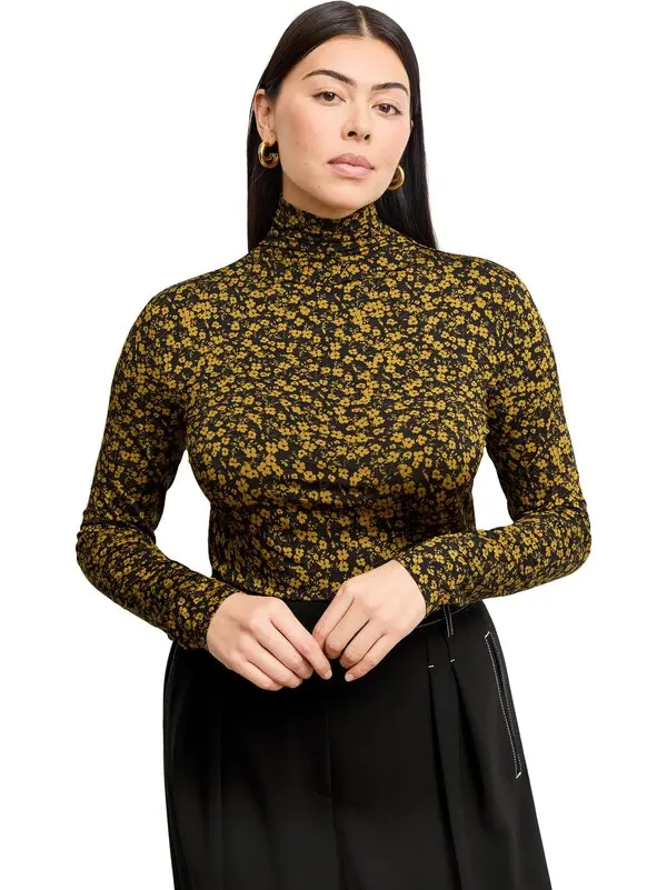 M.M.LAFLEUR Printed Jersey Turtleneck Top - Bloom Print