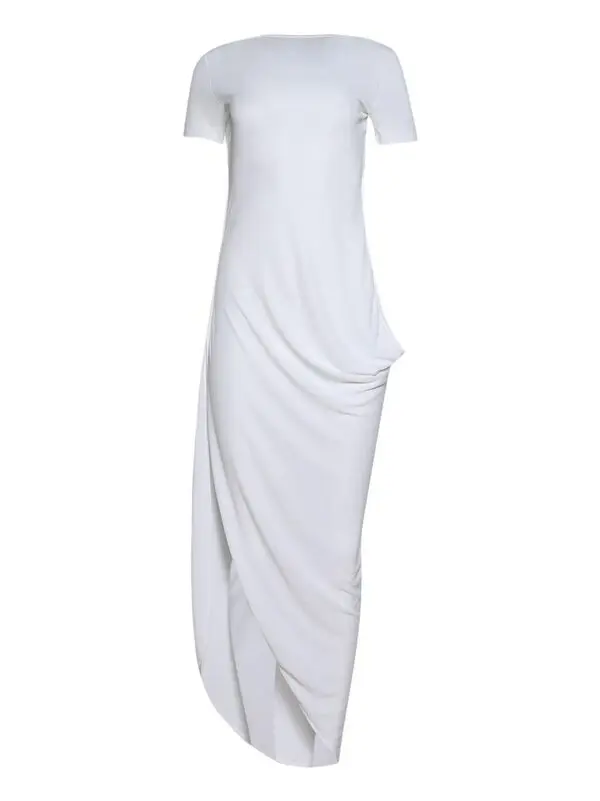 Jacquemus Draped Asymmetric Midi Dress - White