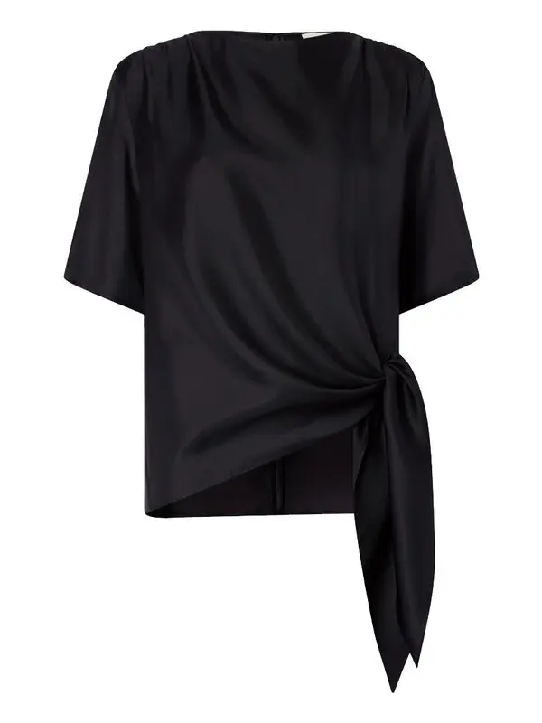 Loulou De Saison Mano Asymmetric Silk Top - Black