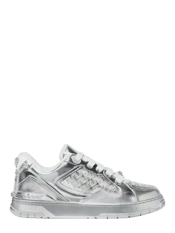 Versace Medusa Greca Embossed Sneakers - Silver