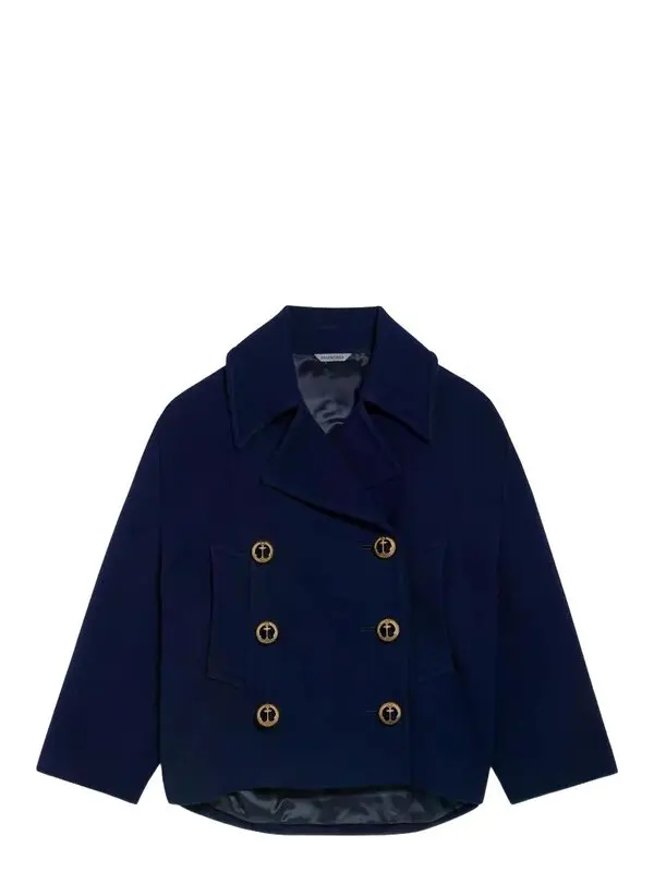 Balenciaga Wool Double-breasted Peacoat - Blue
