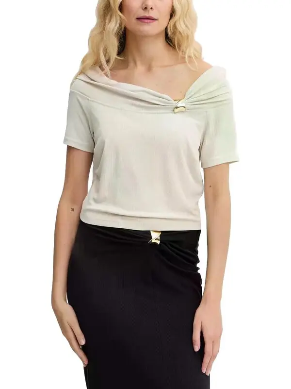 Guess Off-shoulder Hardware-detail Blouse - Neutrals