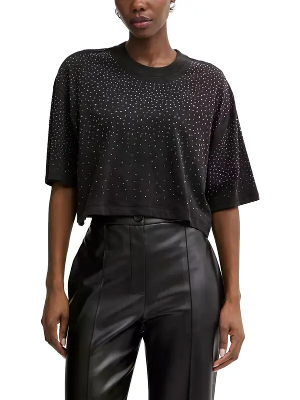 Guess Embellished Cropped T-shirt - Black