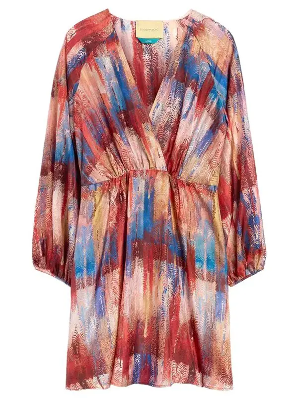 Momoni Printed Silk Mini Dress - Red