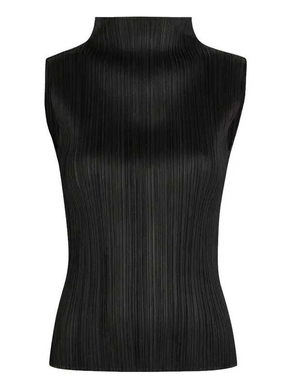 Issey Miyake Pleated High-neck Sleeveless Top - Black