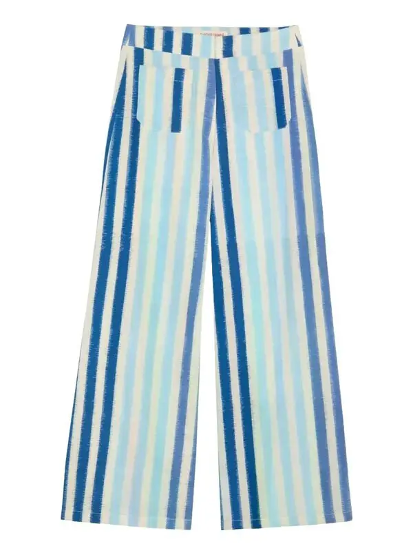 EMPORIO SIRENUSE Adele Ikat-stripe Wide-leg Palazzo Pants - Blue