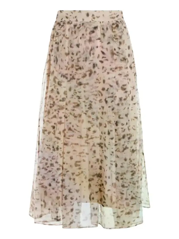 Brunello Cucinelli Animal-print Silk Skirt - Neutrals