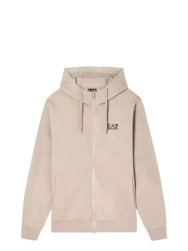 EA7 Logo-print Zip-up Hoodie - Neutrals