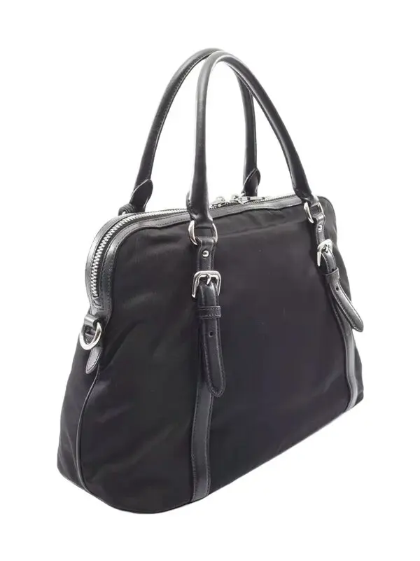 Prada Tessuto Leather-trim Tote Bag - Black