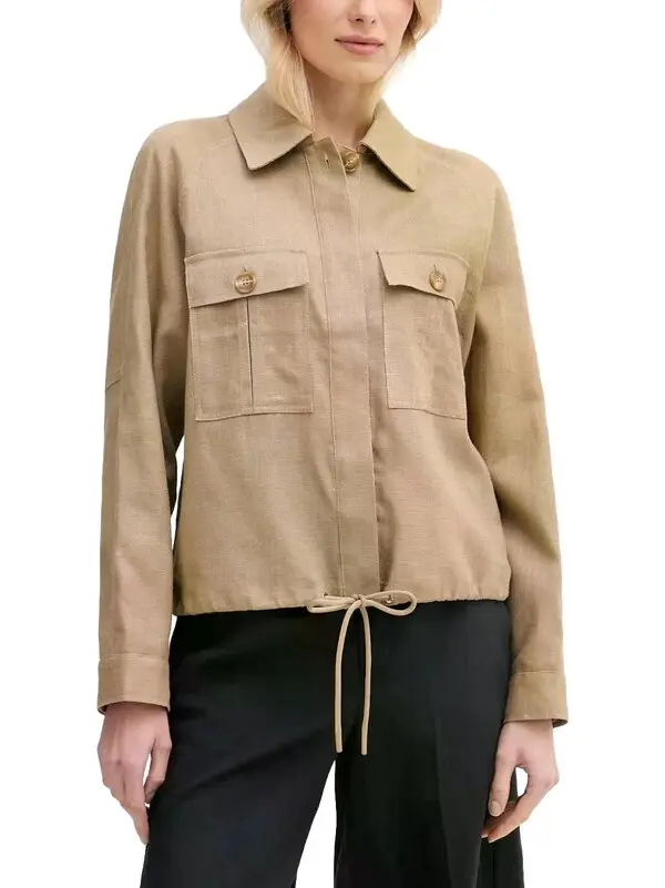 MOS MOSH Embroidered Drawstring Hem Shirt - Neutrals