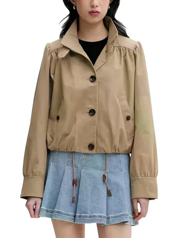 Miss Sixty Gathered Button-up Trench Jacket - Neutrals