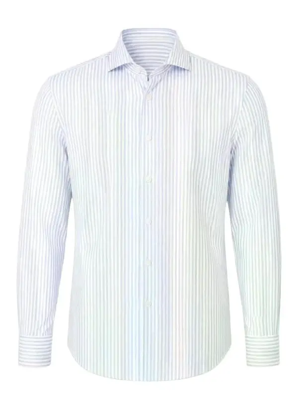 TRAIANO MILANO Vertical-stripe Long-sleeve Shirt - Blue