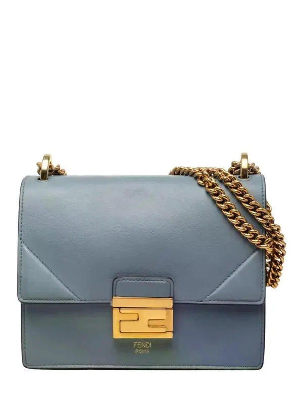 Fendi Kan U Small Leather Chain Shoulder Bag - Blue