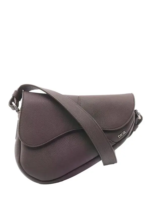Dior Grained Leather Saddle Bag - Brown