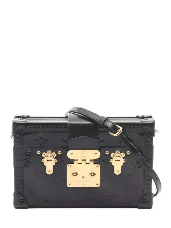 LOUIS VUITTON Monogram Vernis Petite Malle Crossbody Bag - Black