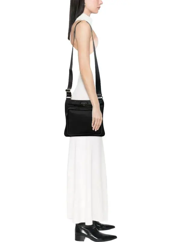 Prada Tessuto Zip Top Crossbody Bag - Black