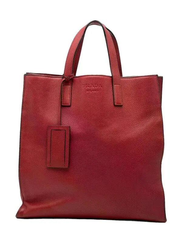 Prada Vitello Daino Convertible Shopper Tote Satchel - Red